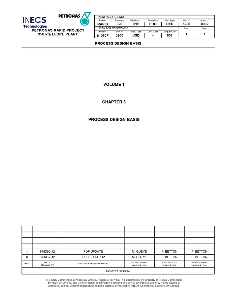 Volume 1 - General - V1-CH05-Process Design Basis Rev1 PDF | PDF | Extrusion | Gases
