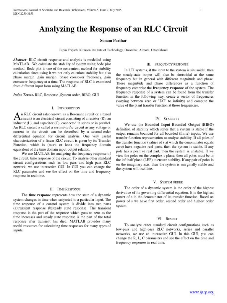 Analyzing The Response of An RLC Circuit PDF | PDF | Electrical Network ...
