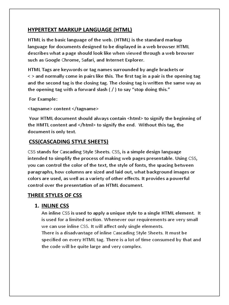Hypertext Markup Language (HTML) | PDF | Cascading Style Sheets | Html Element