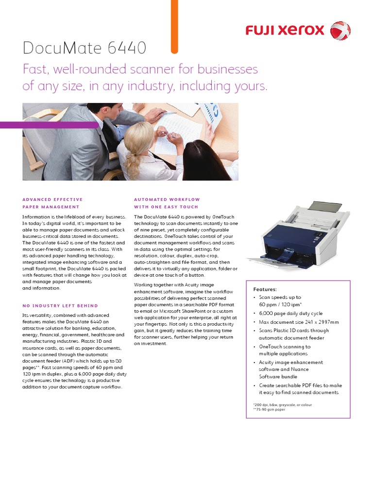 Fuji Xerox DocuMate DM6440 Brochure PDF | PDF | Image Scanner | Areas Of Computer Science