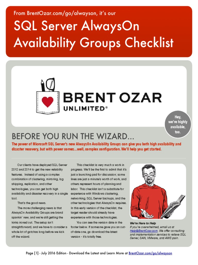 SQL Server Alwayson Availability Groups Checklist: Before You Run The ...