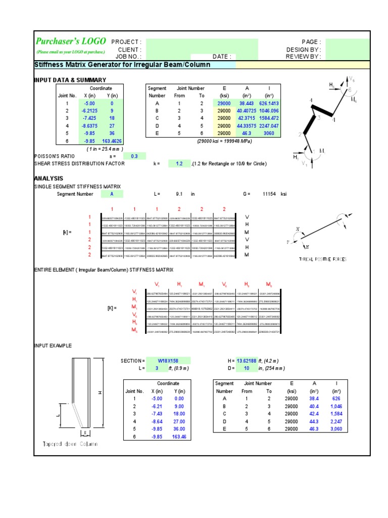 Stiffness Matrix Generator for Irregular Beam/Column Structures | PDF ...