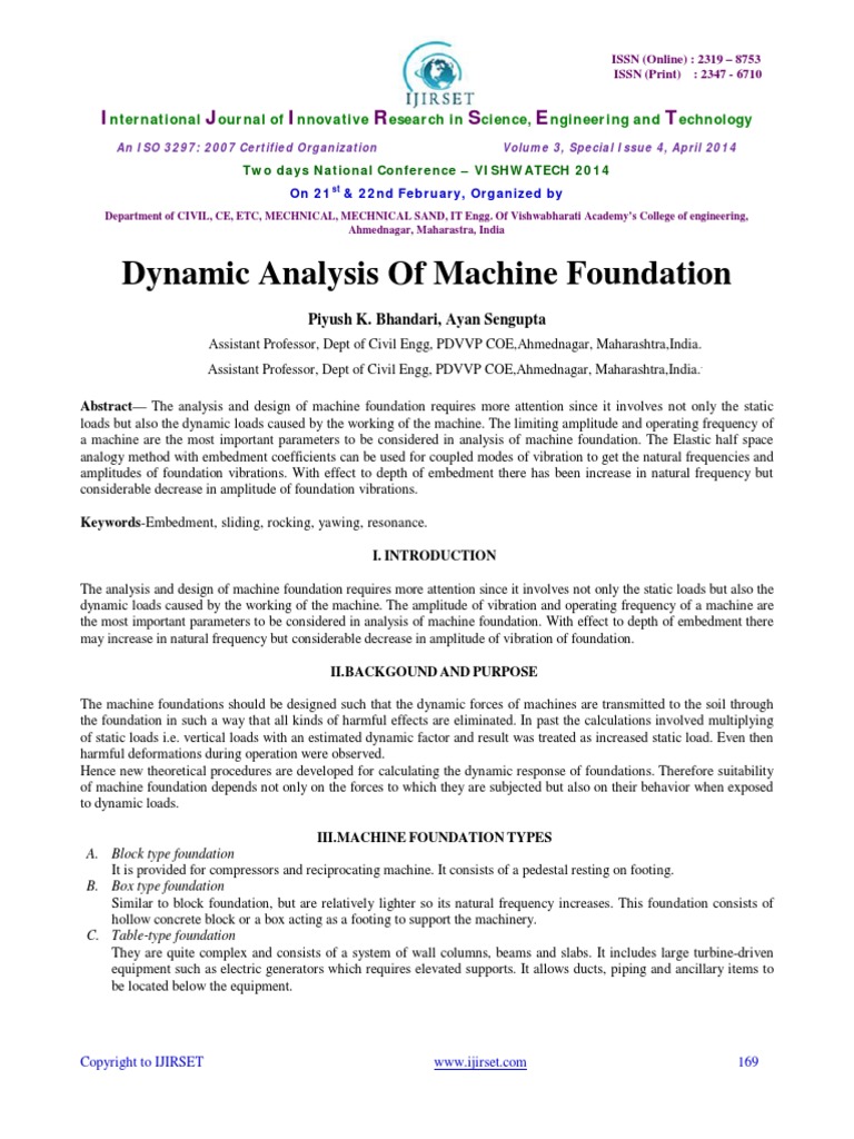 Dynamic Analysis of Machine Foundation-INFO | PDF | Young's Modulus ...