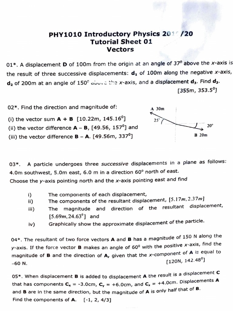 Vector Tutorial Sheet | PDF