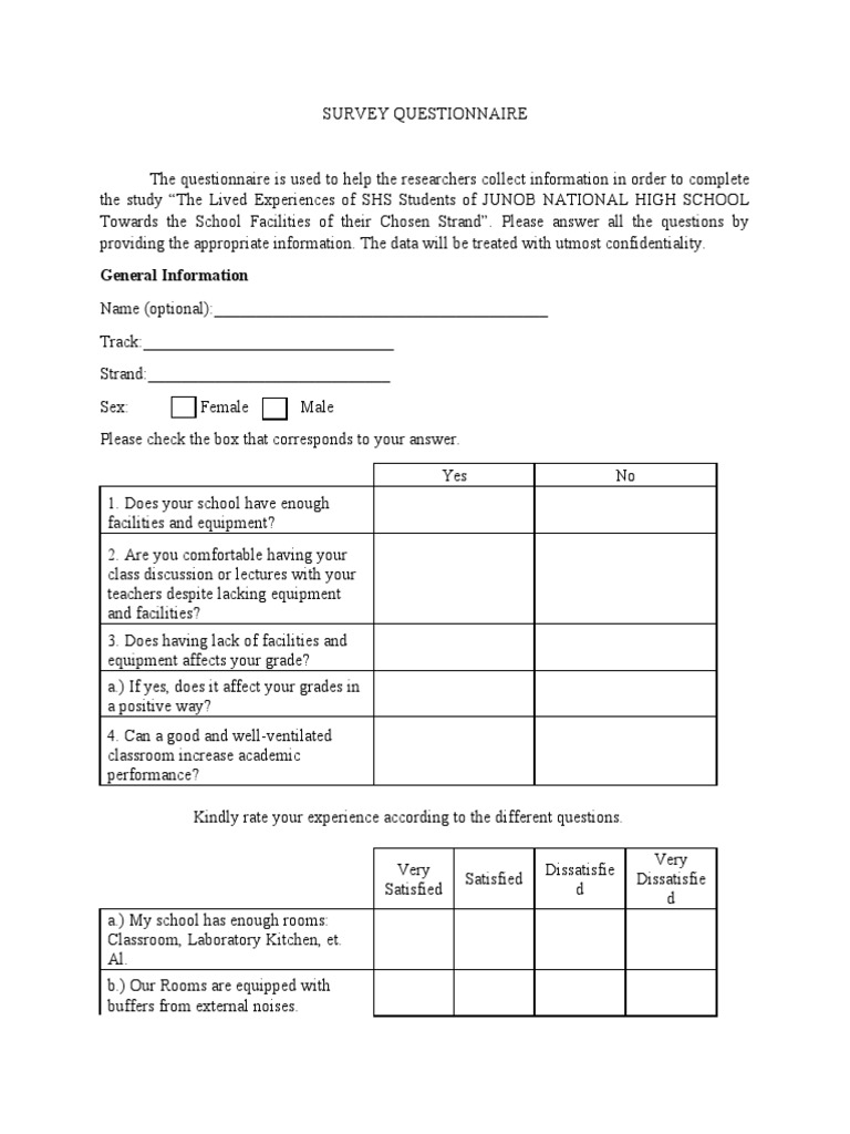 Survey Questionnaire | Download Free PDF | Classroom | Behavior Modification