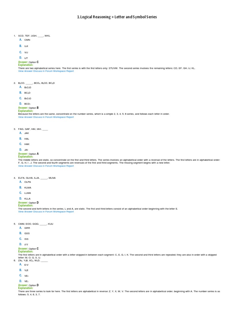 Logical Reasoning Letter and Symbol Series PDF | PDF