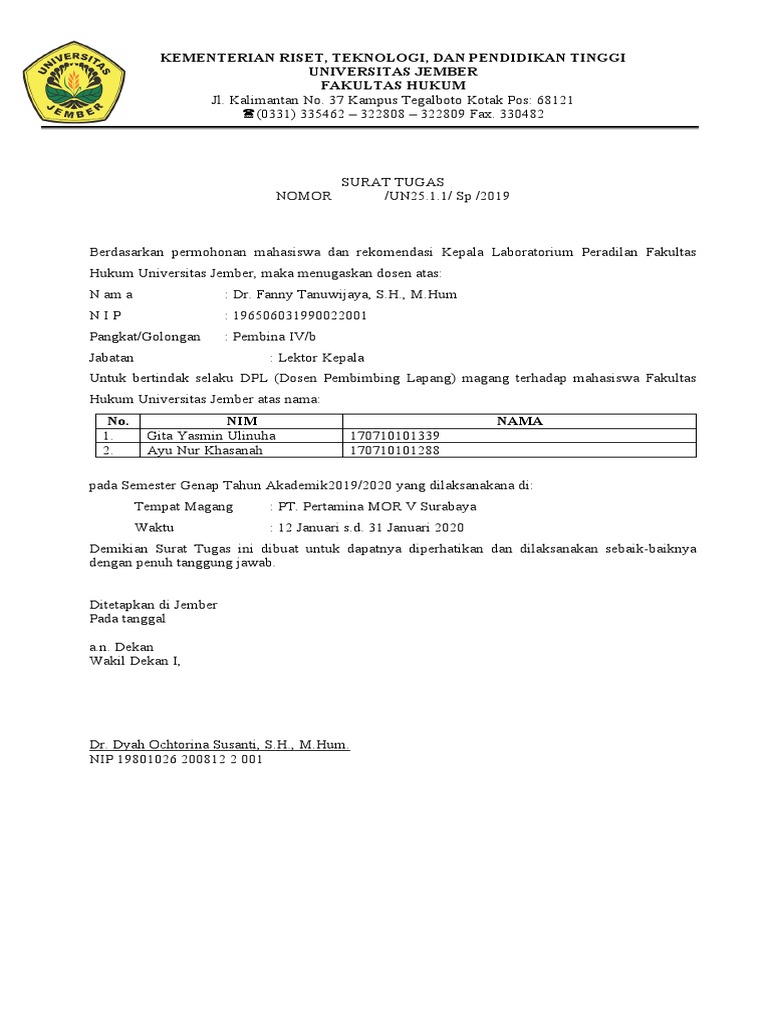 Surat Tugas (DPL) | PDF