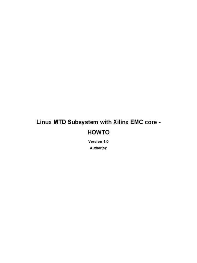 Linux Mtd Subsystem With Xilinx Emc Core Howto Pdf Device Driver Flash Memory 