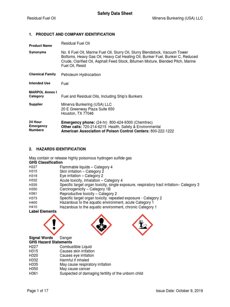 MSDS Fuel Oil | PDF | Combustion | Fires