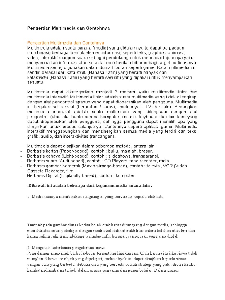 Pengertian dan Contoh Multimedia | PDF