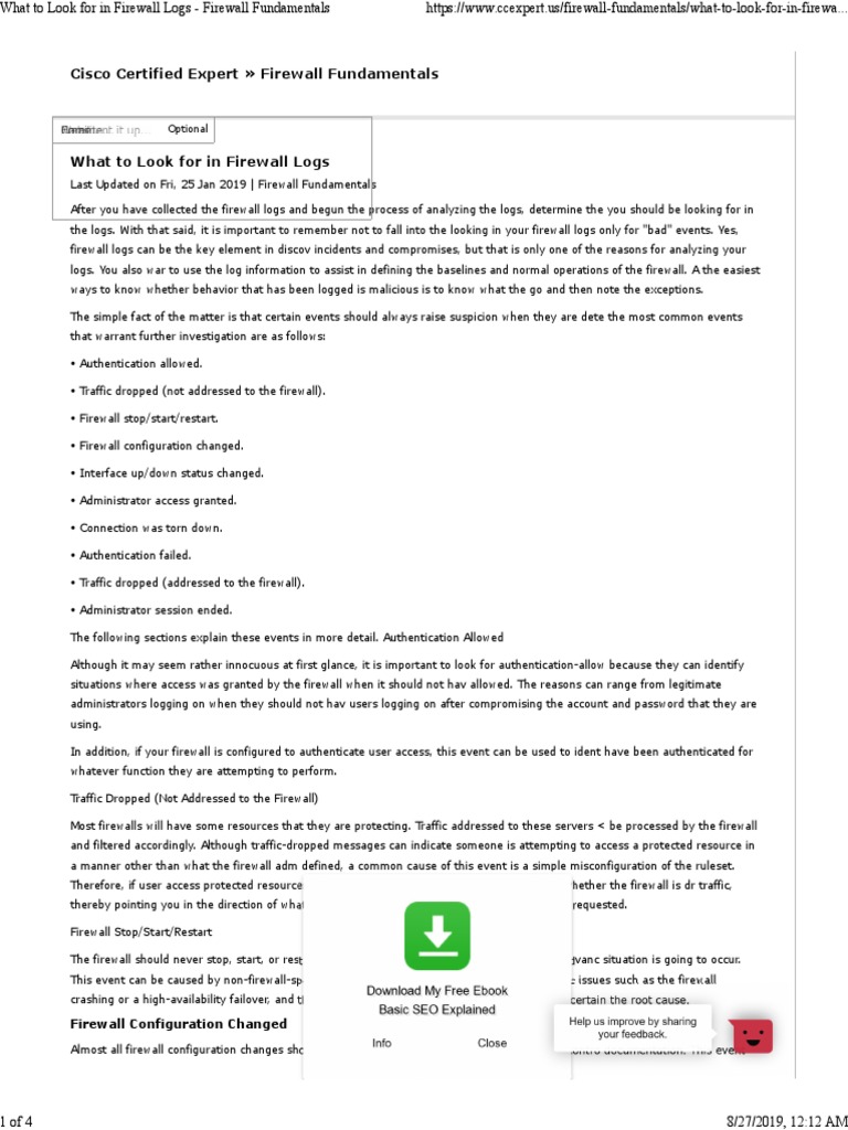 Cisco Certified Expert Firewall Fundamentals: Optional | PDF | Transmission Control Protocol ...