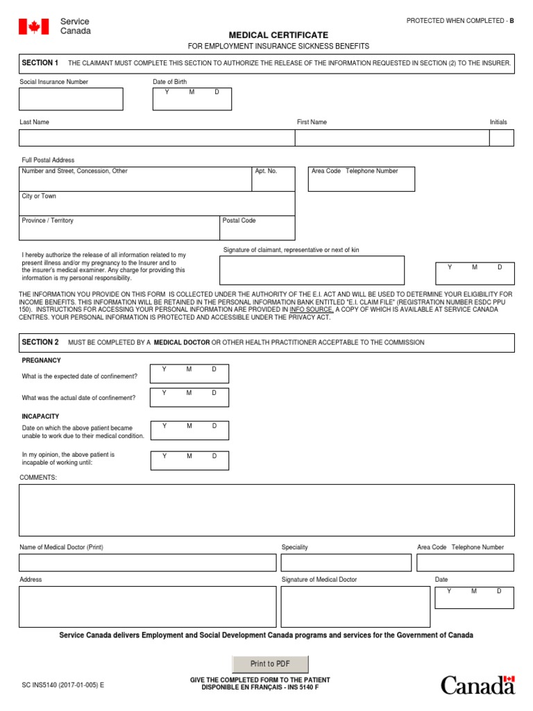 Service Canada: Medical Certificate | PDF | Physician | Service Industries