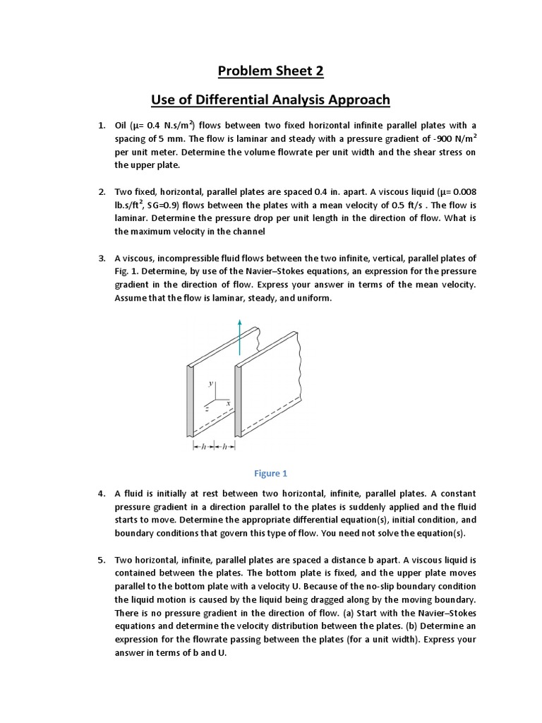 Problem Sheet 2 Use of Differential Analysis Approach | PDF | Navier–Stokes Equations | Fluid ...