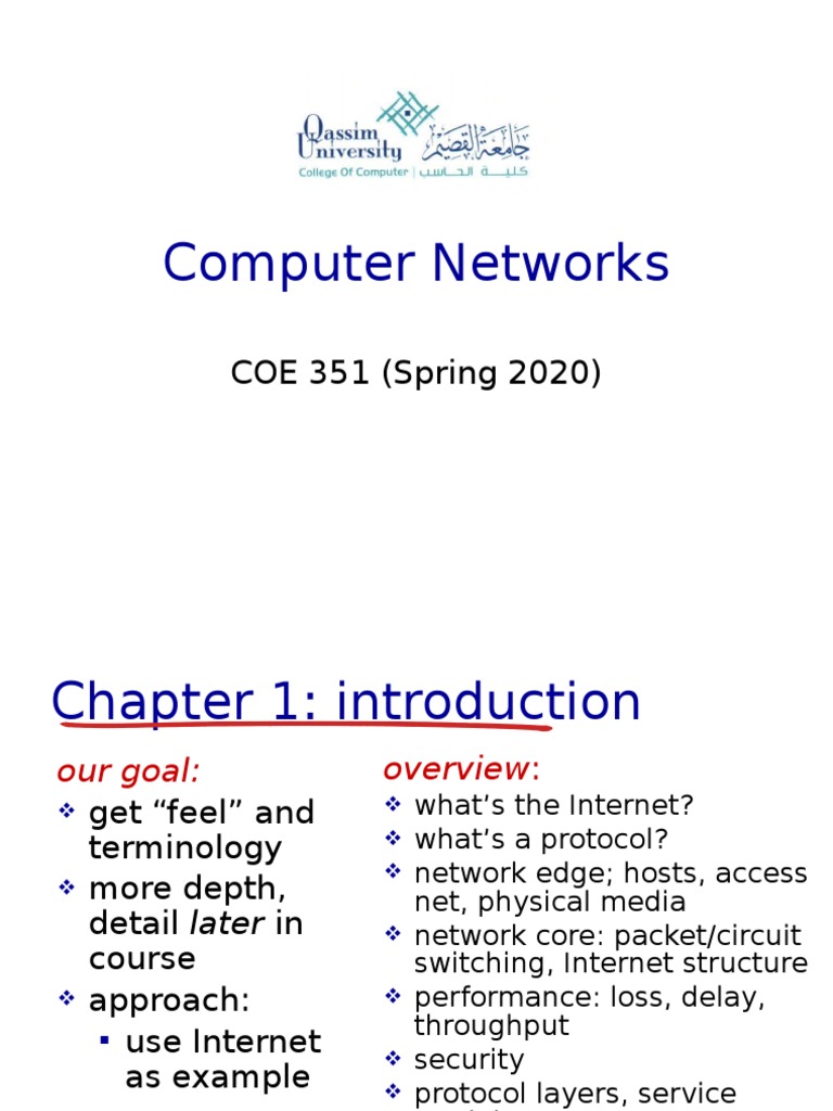 Computer Networks: COE 351 (Spring 2020) | PDF | Transmission Medium ...