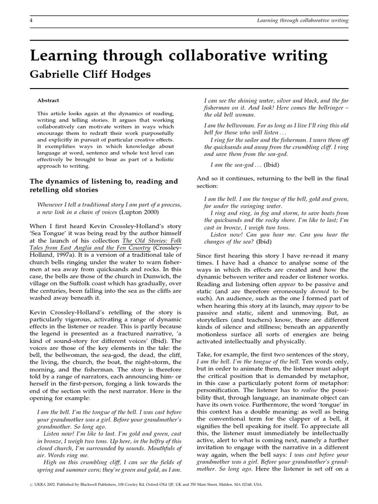 Learning Through Collaborative Writing | PDF | Storytelling | Writers