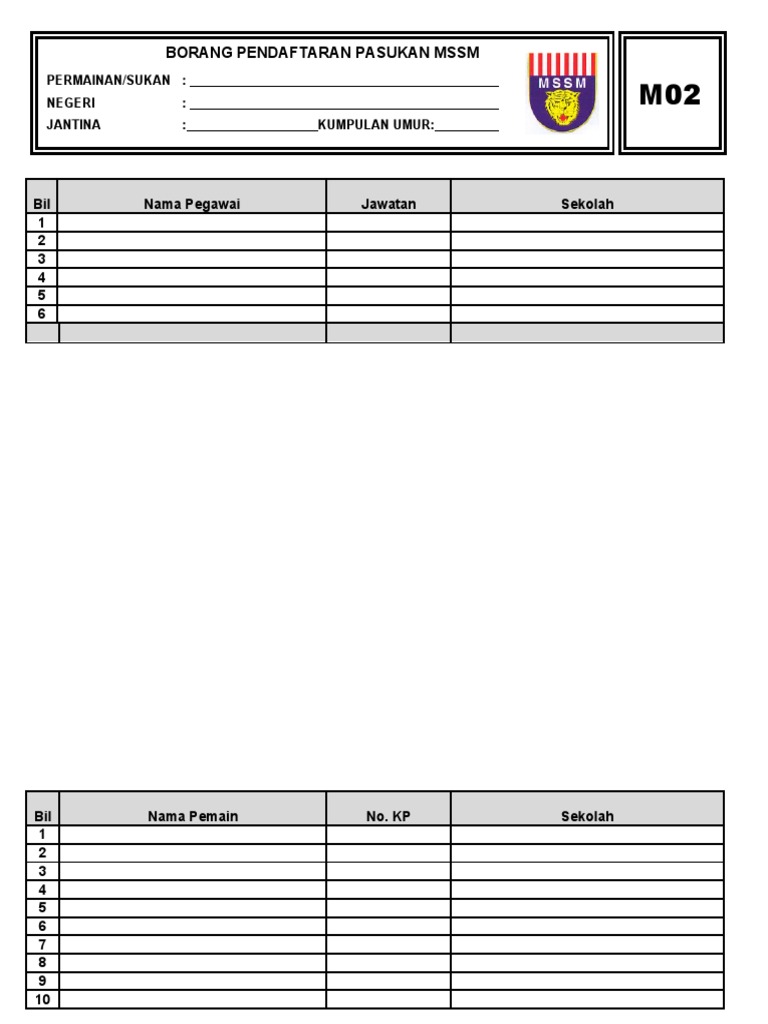 Borang Pendaftaran m02 | PDF