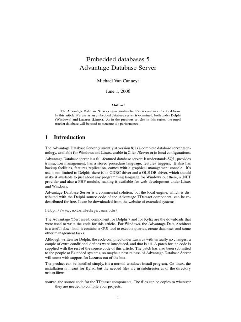 Advantage Database Server | PDF | Relational Database | Library (Computing) Advantage Database Server | PDF | Relational Database | Library (Computing)