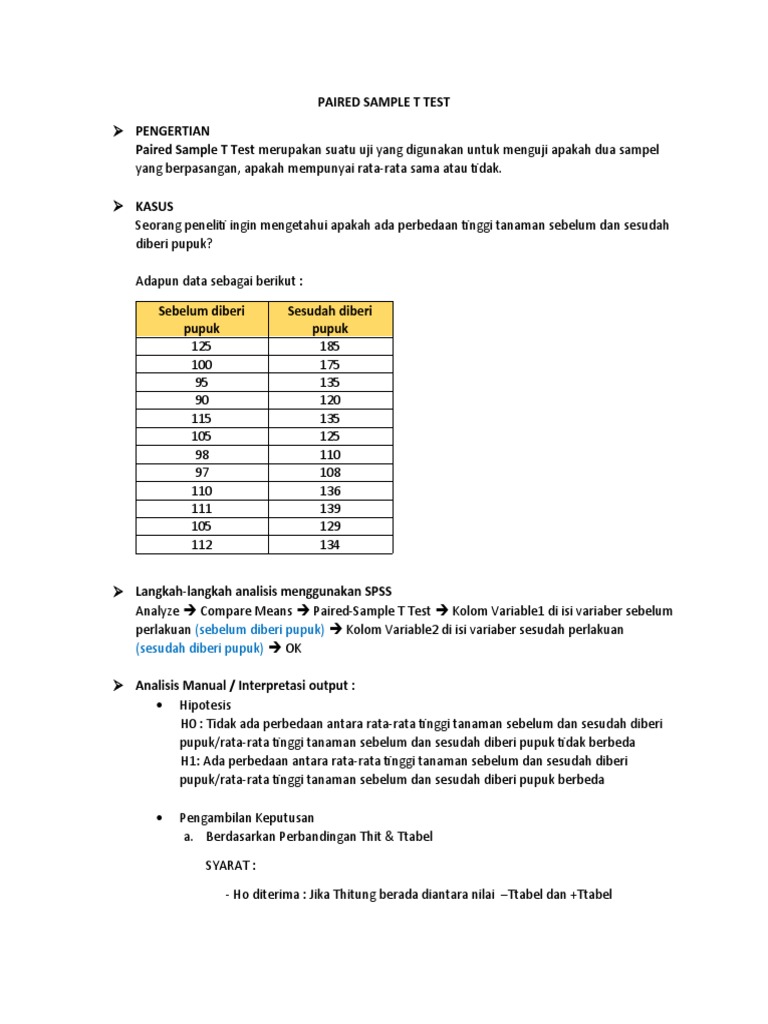 Uji Paired Sample T Test pada Tanaman | PDF