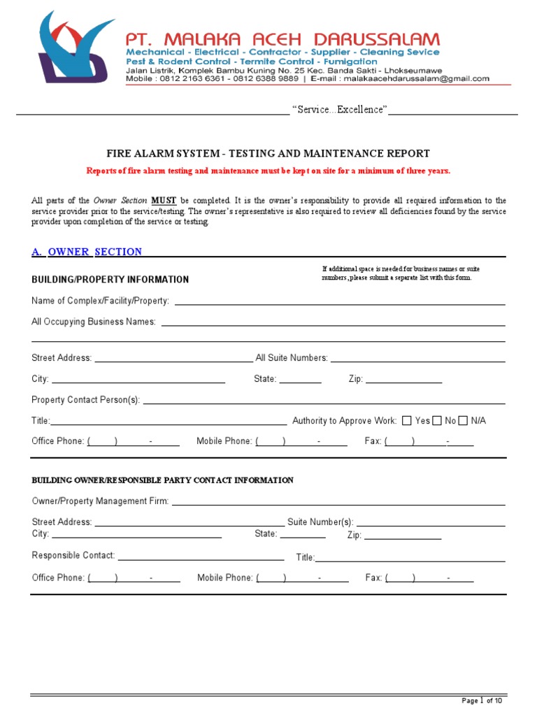 Annual Fire Alarm Service Report | PDF | Power Supply | Electrical ...