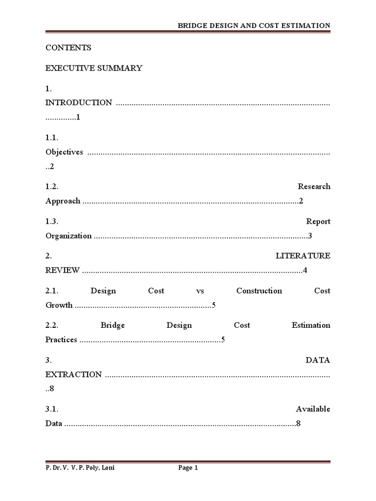 Bridge Design and Cost Estimation | PDF | Dependent And Independent ...