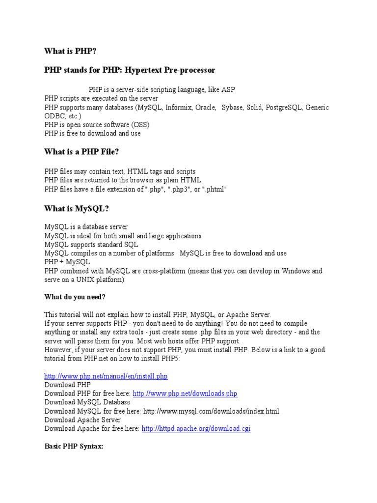 What Is Php Php Stands For Php Hypertext Pre Processor What Do You Need Download Free Pdf