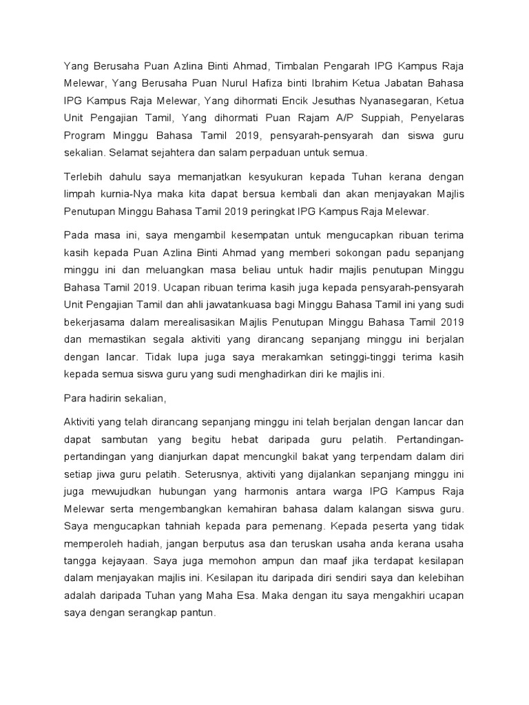 Teks Ucapan Penutup | PDF