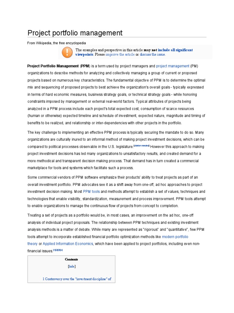 Optimizing Project Portfolios: An Analysis of Project Portfolio ...