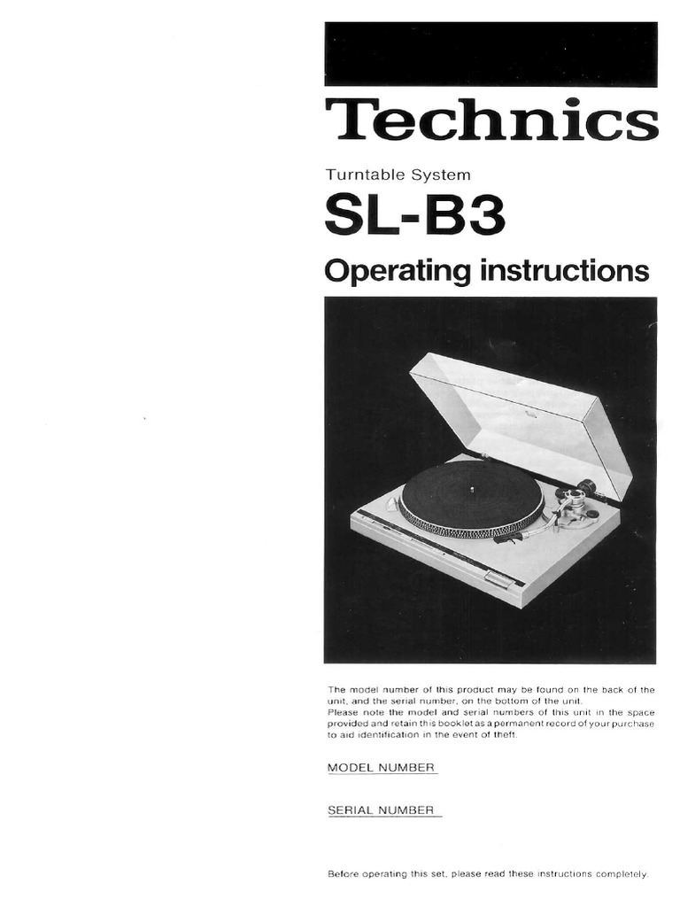 Technics SLB 3 Owners Manual | PDF