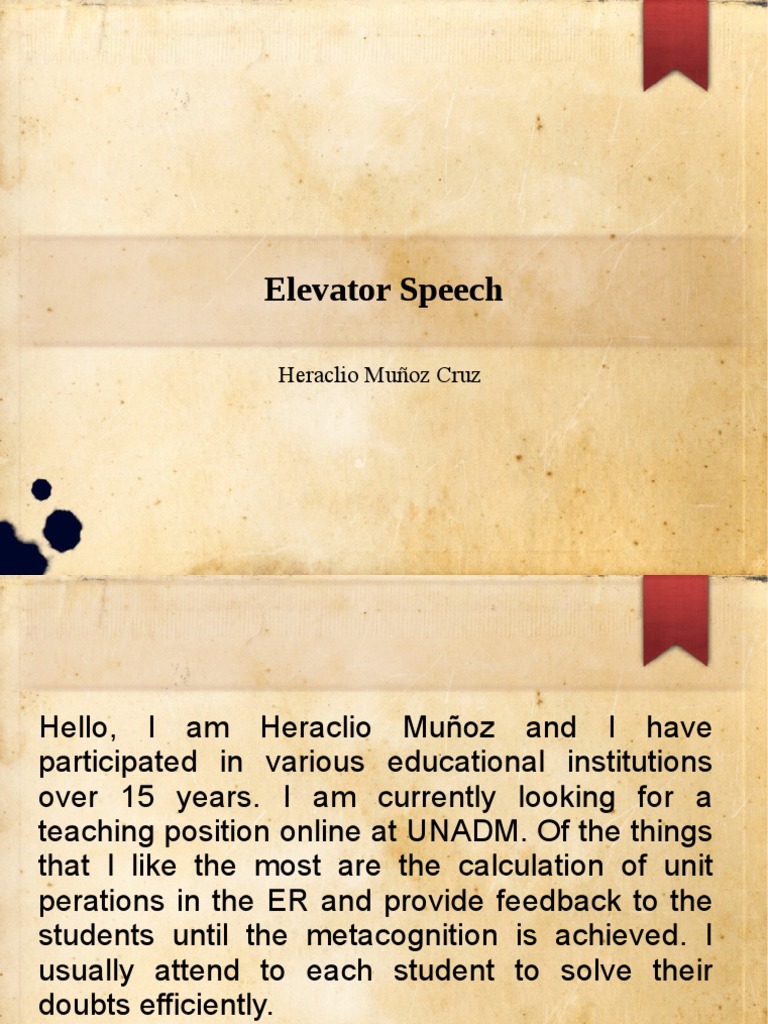Elevator Speech | PDF