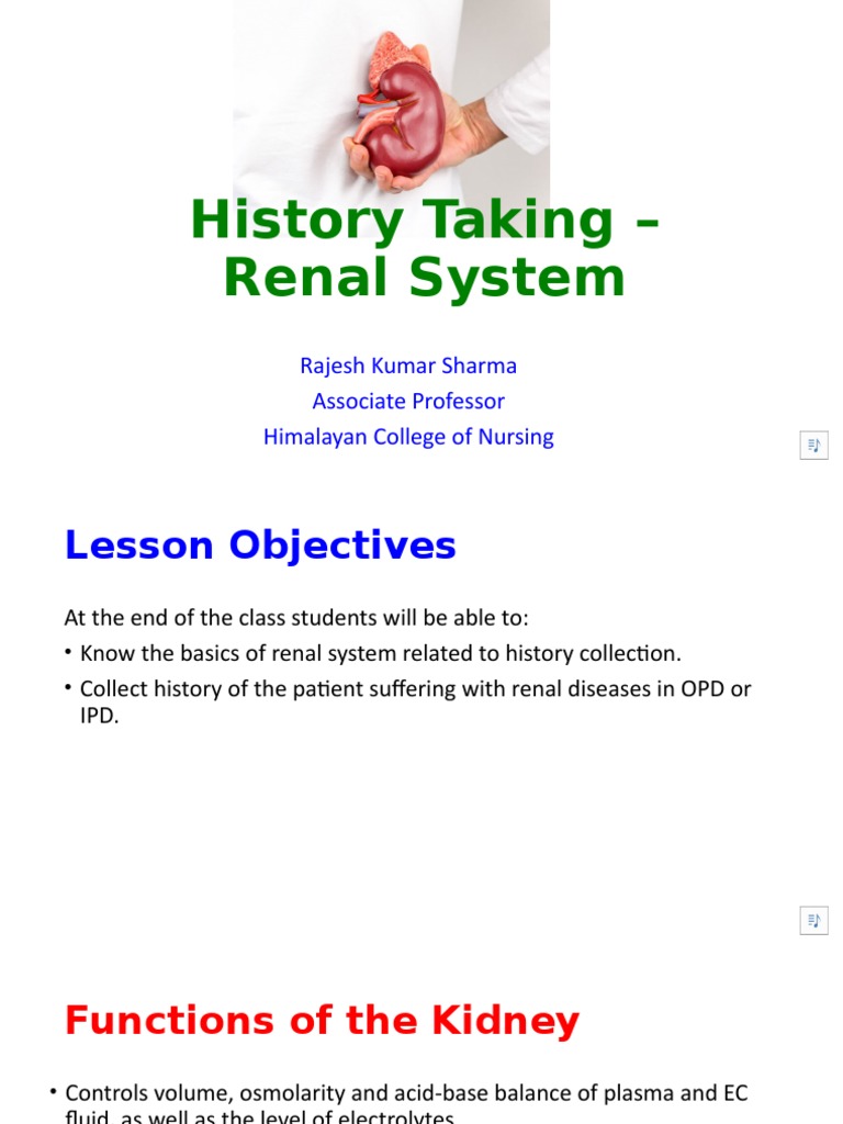History Taking of Renal Patient | PDF | Kidney | Urinary Incontinence
