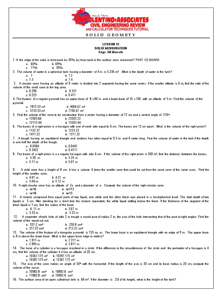Solid Geom PDF | PDF | Sphere | Area