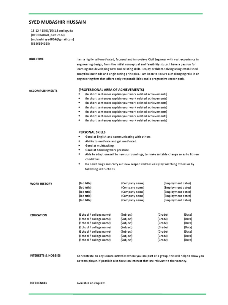 CORE CV Template 4 | PDF | Engineering | Applied Psychology