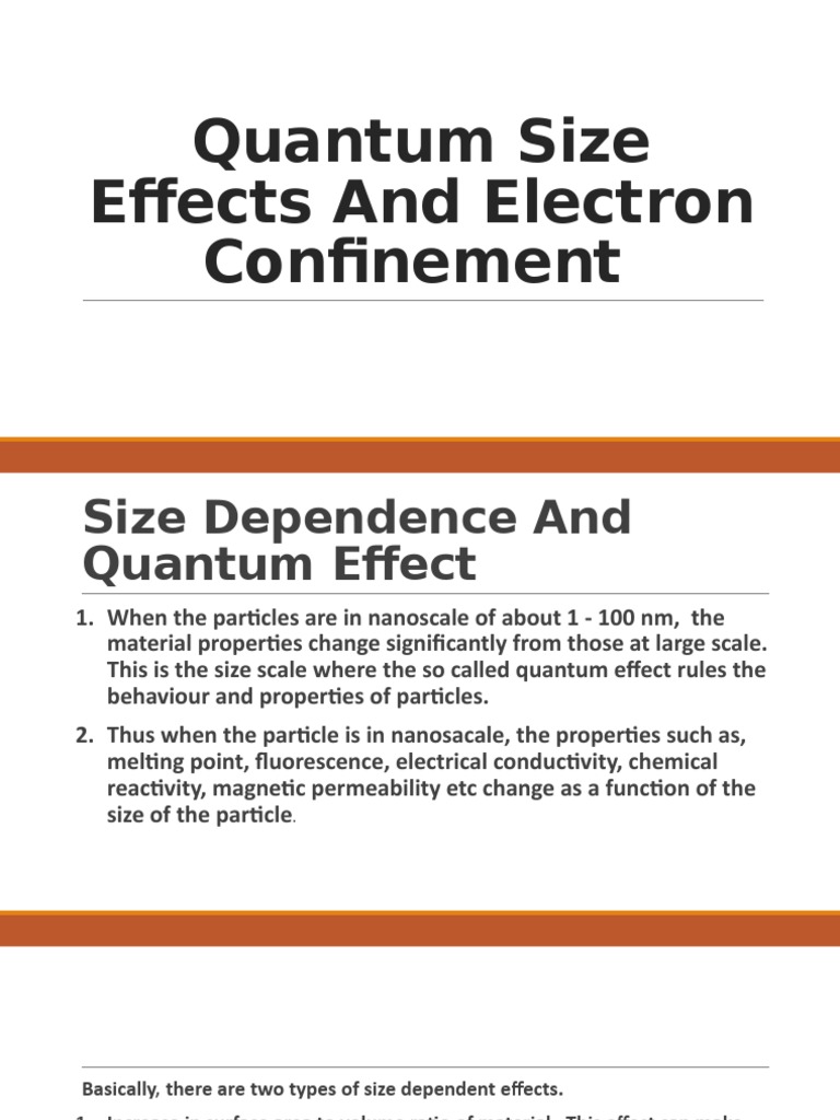 Quantum Size Effects and Electron Confinement | PDF