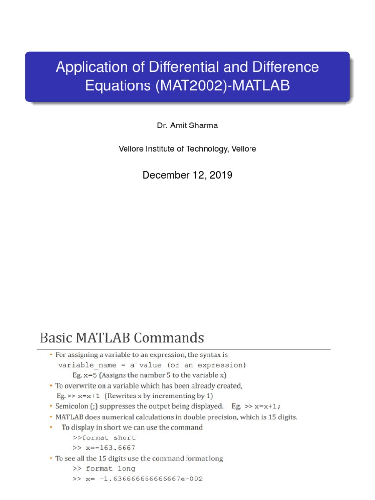 MATLAB | PDF | Recurrence Relation | Eigenvalues And Eigenvectors
