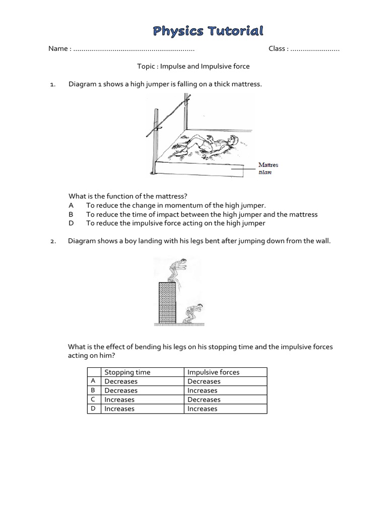 Physics Impulse Quiz | PDF | Momentum | Force