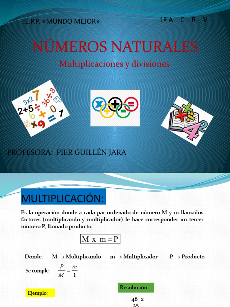 Números Naturales - Multiplicación y División | PDF | División ...