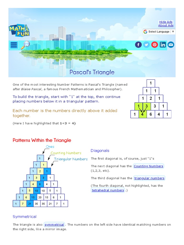 Pascals Triangle HTML PDF | PDF | Teaching Mathematics | Mathematical Analysis