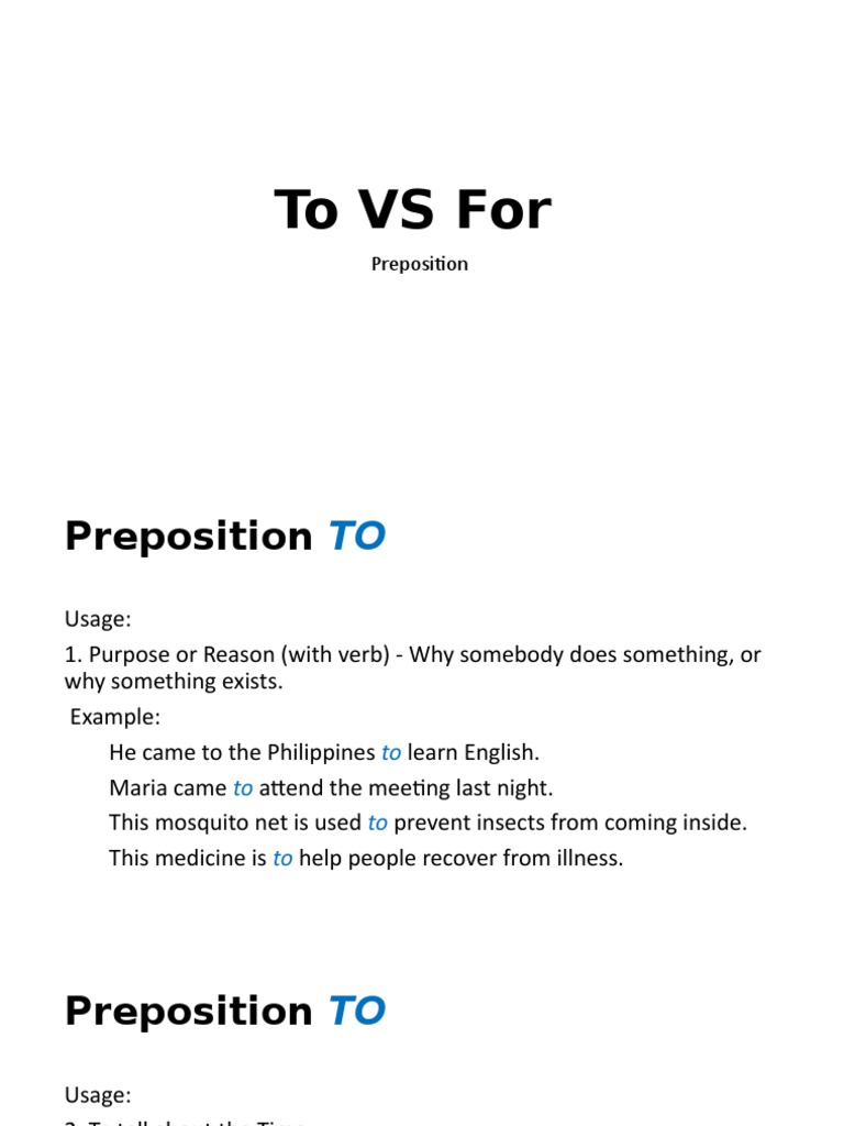 To VS For | PDF | Verb | Languages