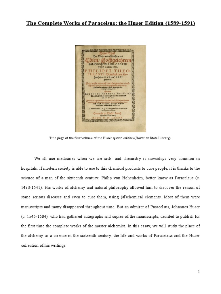 The Foundational Collection: The Complete Works of Paracelsus in the ...