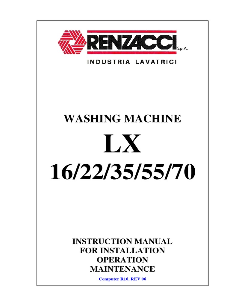 LX Washer Extractor Manual | PDF | Washing Machine | Switch