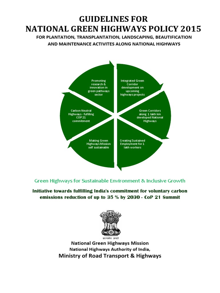 Guidelines For National Green Highways Policy 2015 PDF | PDF | Road ...