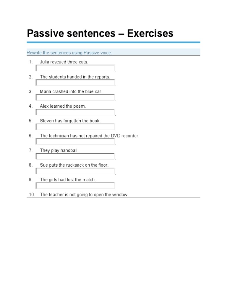 Passive Voice Exercises | PDF | Language Arts & Discipline
