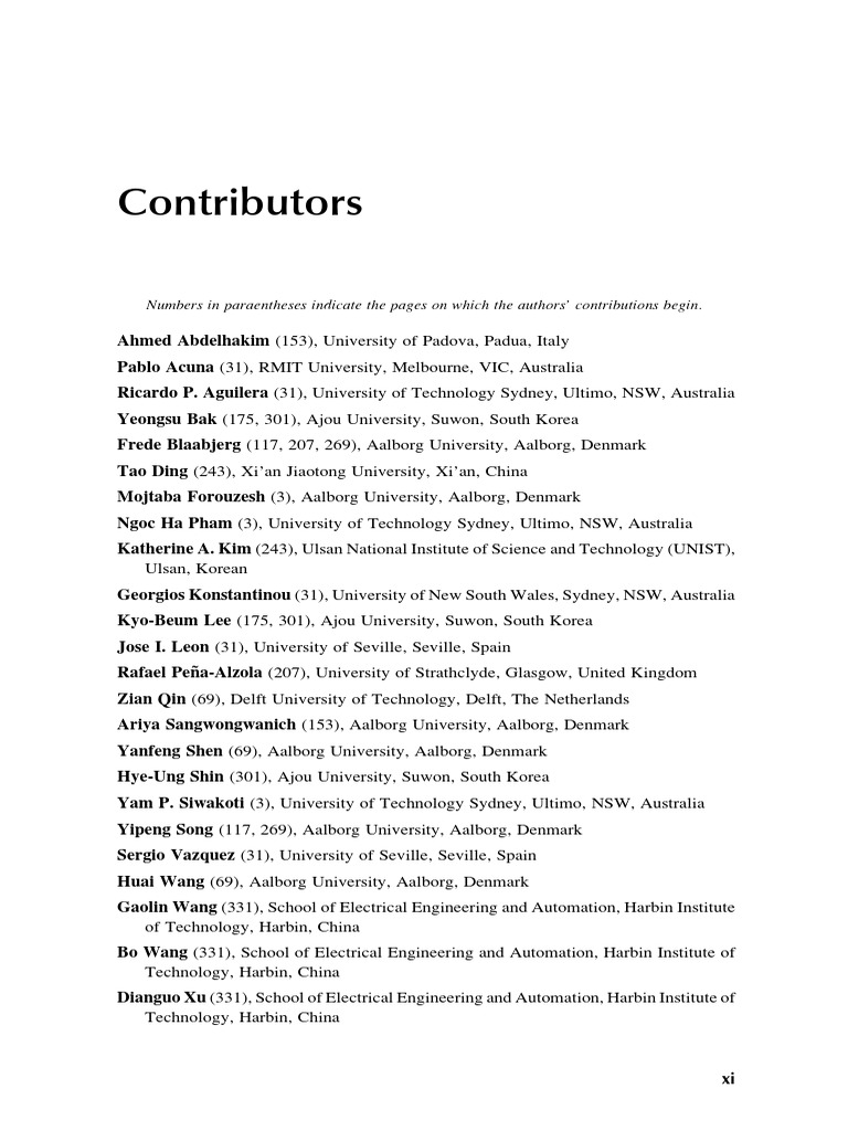 Contributors: Numbers in Paraentheses Indicate The Pages On Which The ...