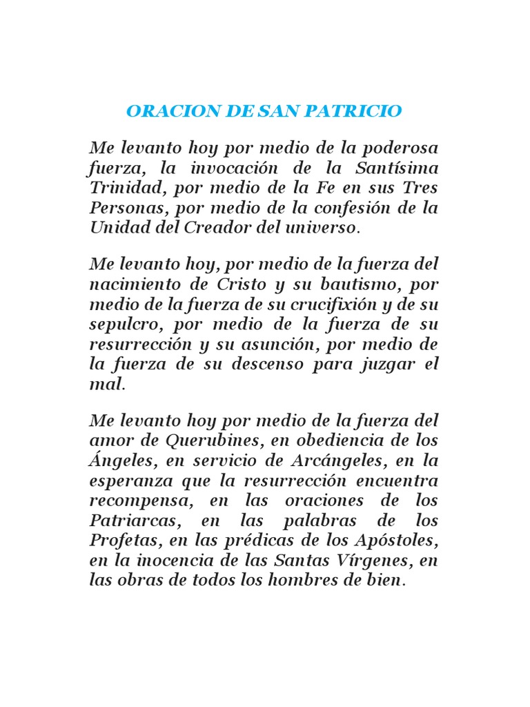 Oracion de San Patricio | Descargar gratis PDF | Cristo (título) | Oración