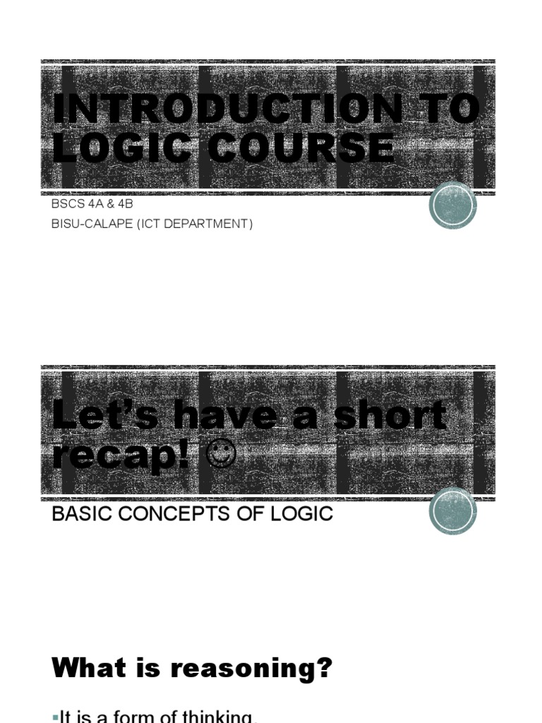 Introduction To Logic Course | PDF | Argument | Definition