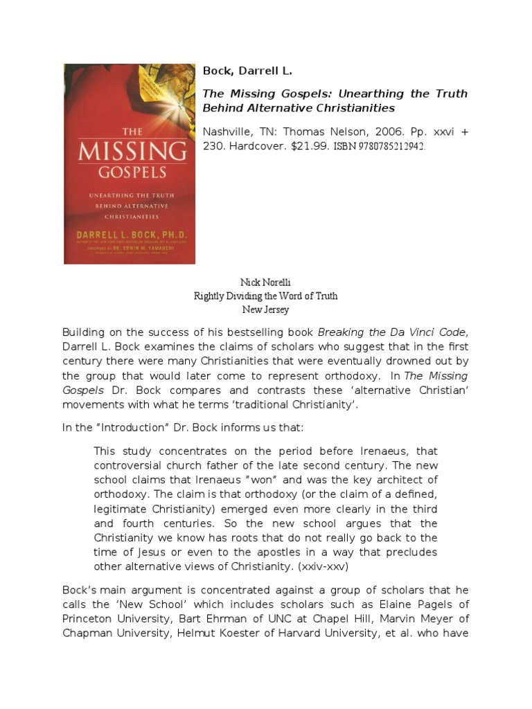 The Missing Gospels: Unearthing The Truth Behind Alternative Christianities | PDF | Gnosticism ...