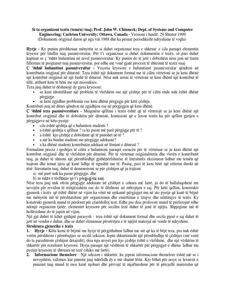 Udhezime Per Teme Te Diplomes Prezantimi I Temes Bachelor 2019 | PDF