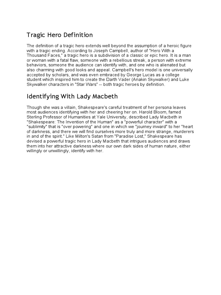 Tragic Hero Definition | PDF