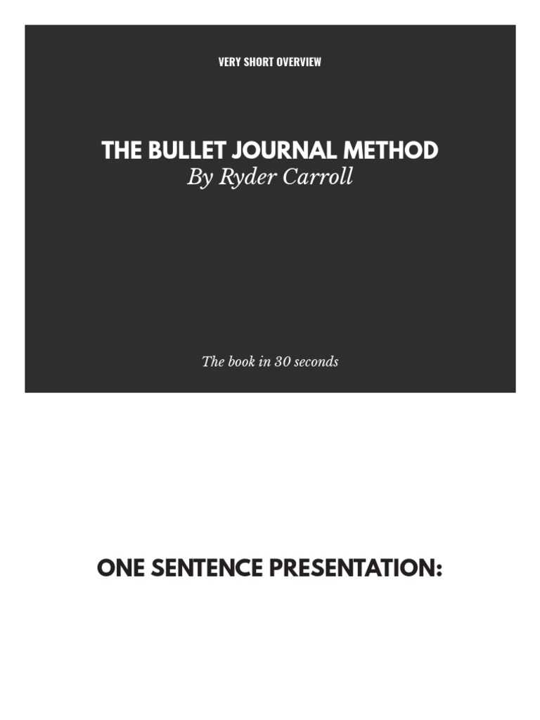 The Bullet Journal Method by Ryder Carroll The Book in 30 Seconds ...
