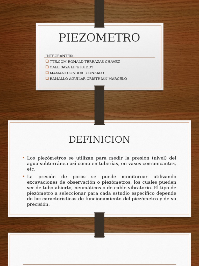 Tipos y Funciones de Piezómetros | PDF | Presión | Neumático